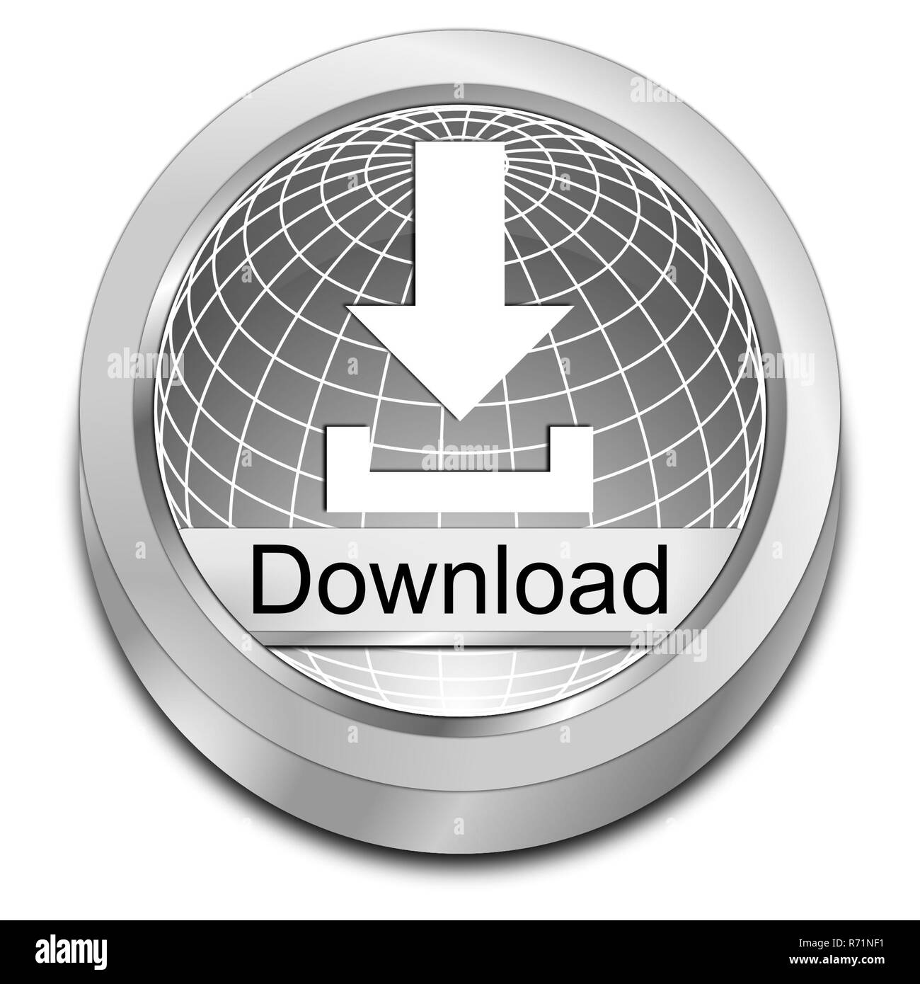 decorative silver Download button - 3D illustration Stock Photo - Alamy