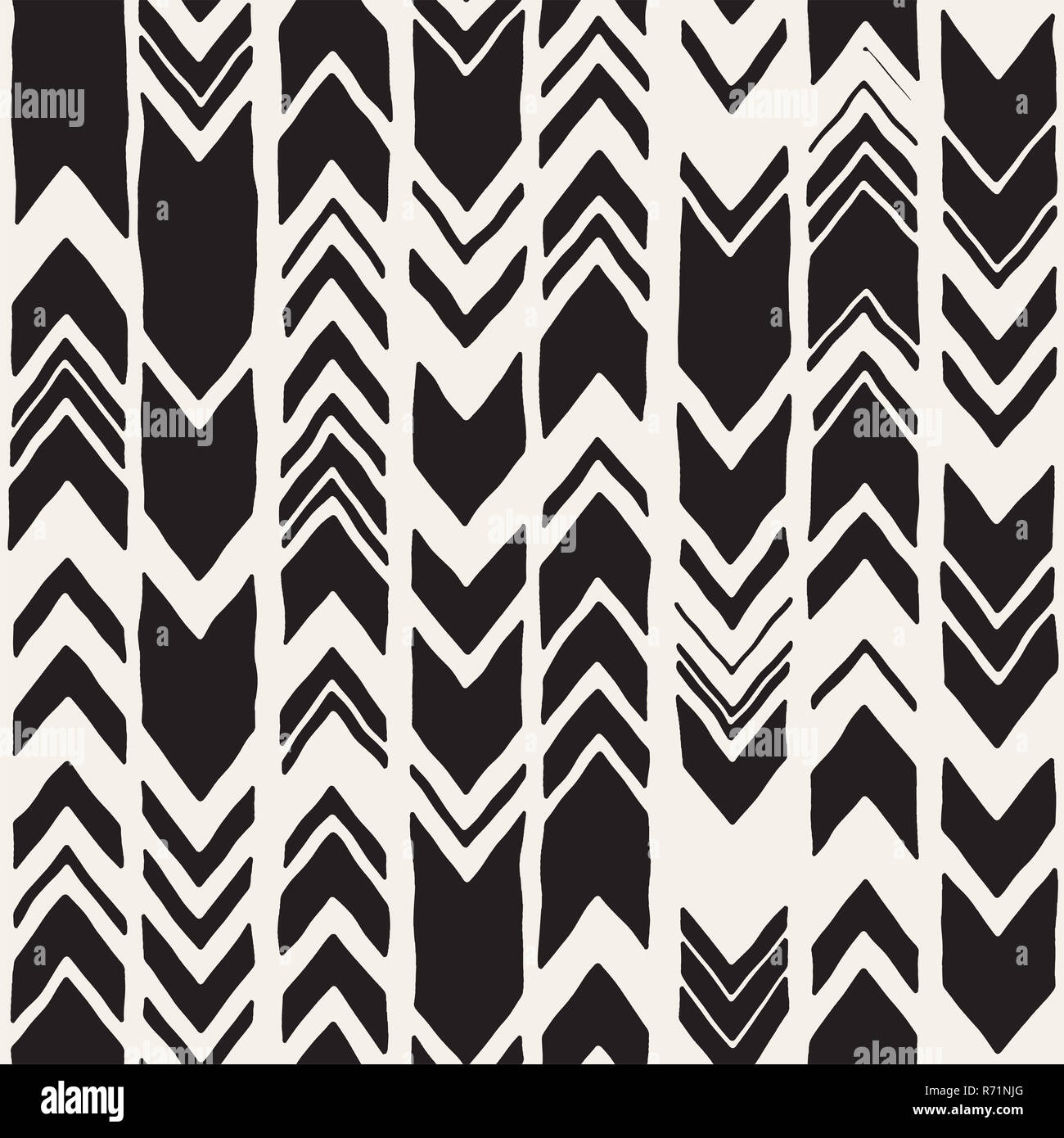 Seamless hand drawn style chevron pattern in black and white. Abstract ...