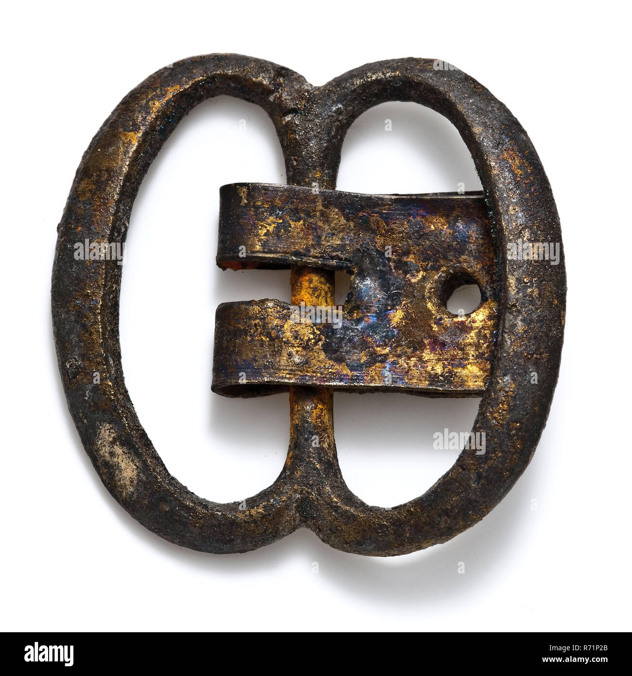 Buckle with two oval eyes, with middle post leather fittings, buckle ...