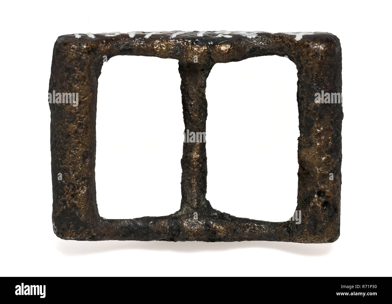 Small brass clasp, rectangular and slightly curved, clasp fastener ...