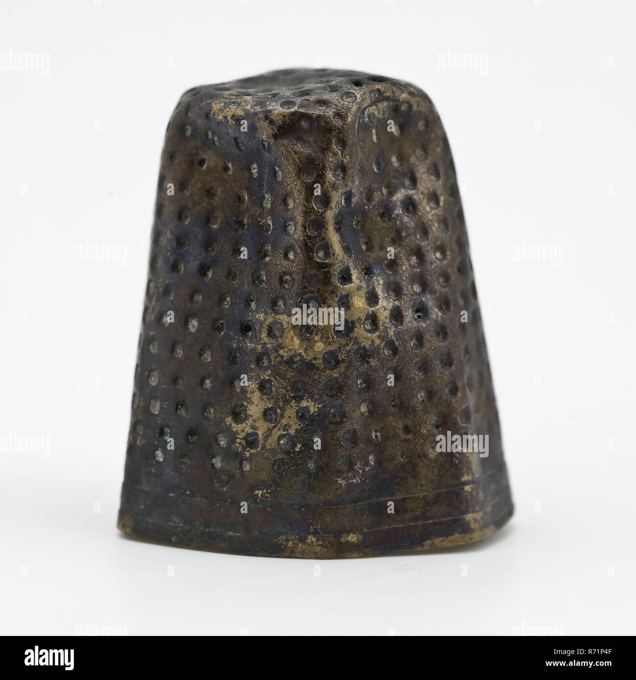 Copper pressed thimble with mark, thimble sewing kit soil find copper ...