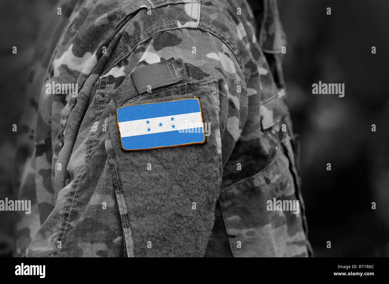 Flag of Honduras on soldier arm. Flag of Honduras on military uniforms ...