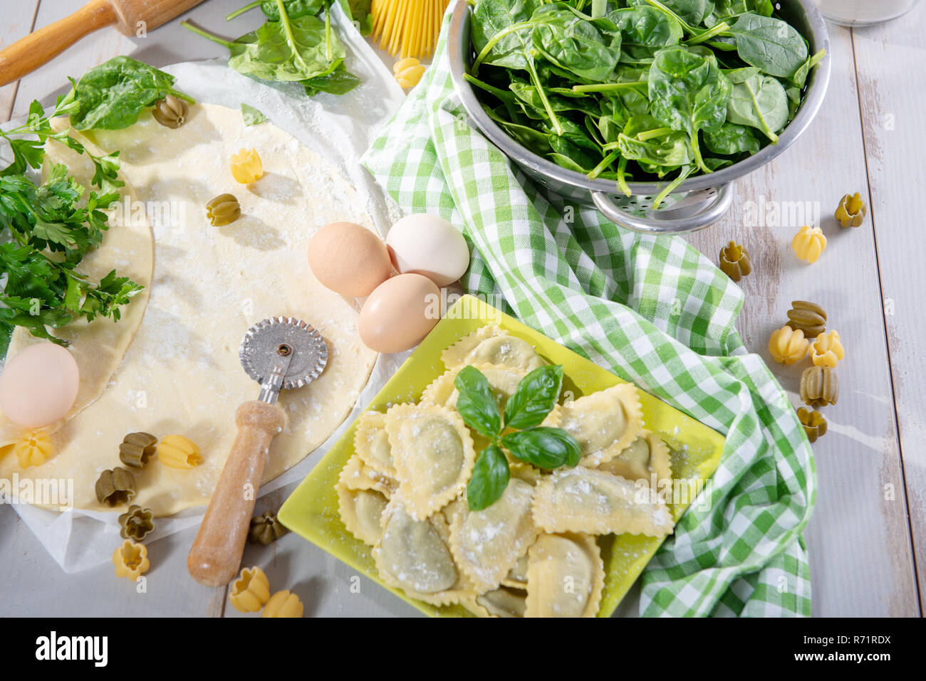 delicious traditional italian ravioli filled with spinach Stock Photo ...