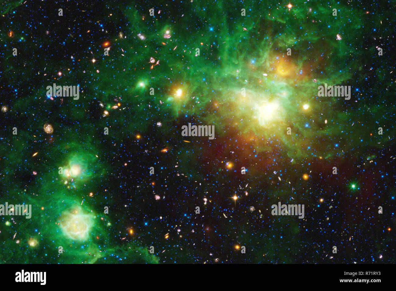 Nebulas, galaxies and stars in beautiful composition. Deep space art ...