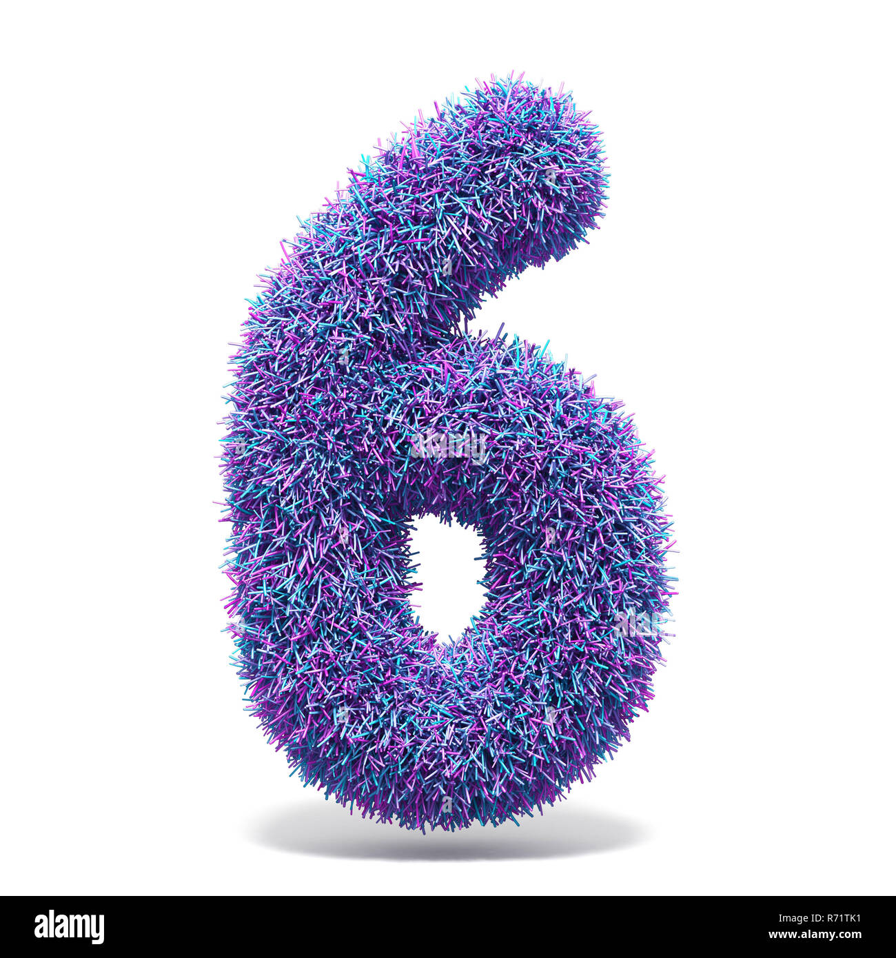 Purple faux fur number 6 SIX 3D Stock Photo - Alamy