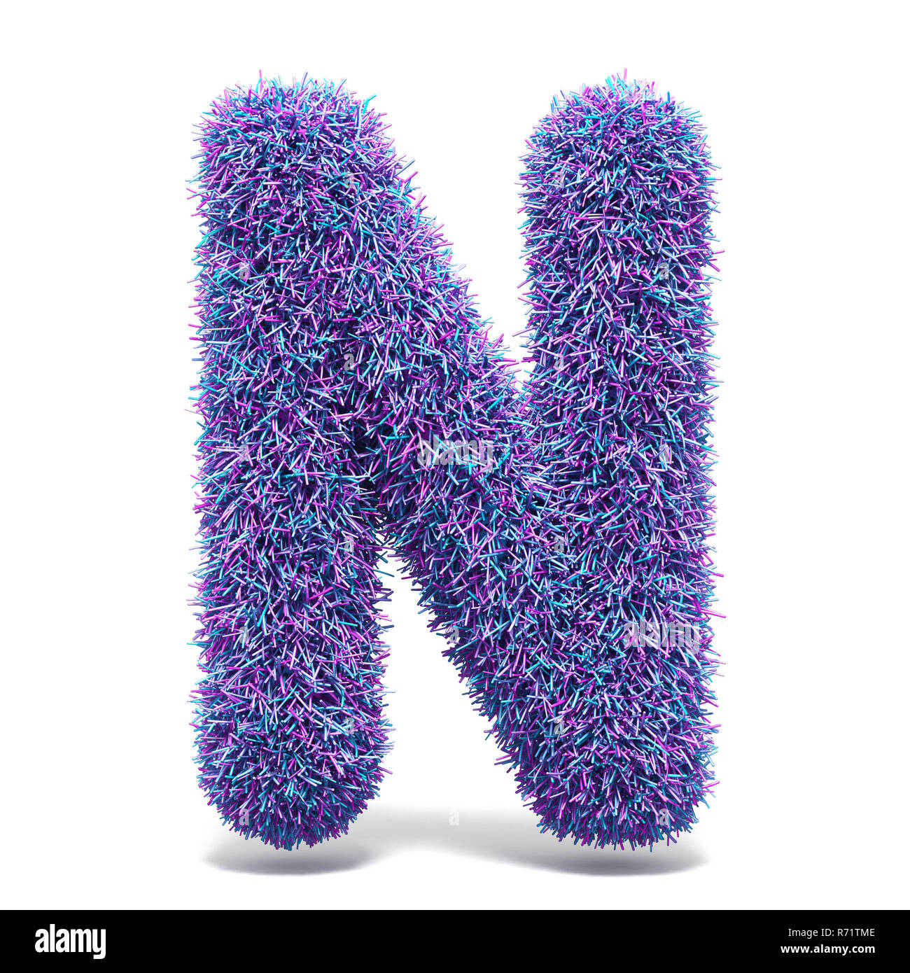 Purple faux fur LETTER N 3D illustration Stock Photo - Alamy