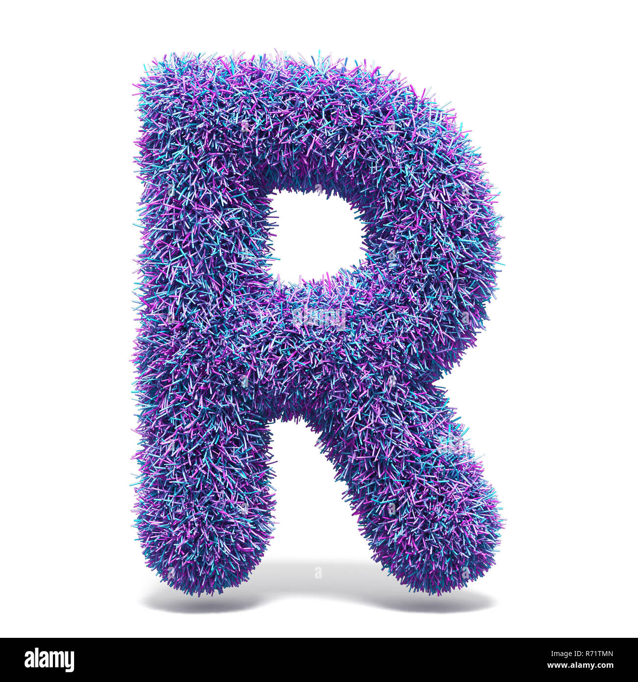 Purple faux fur LETTER R 3D illustration Stock Photo - Alamy