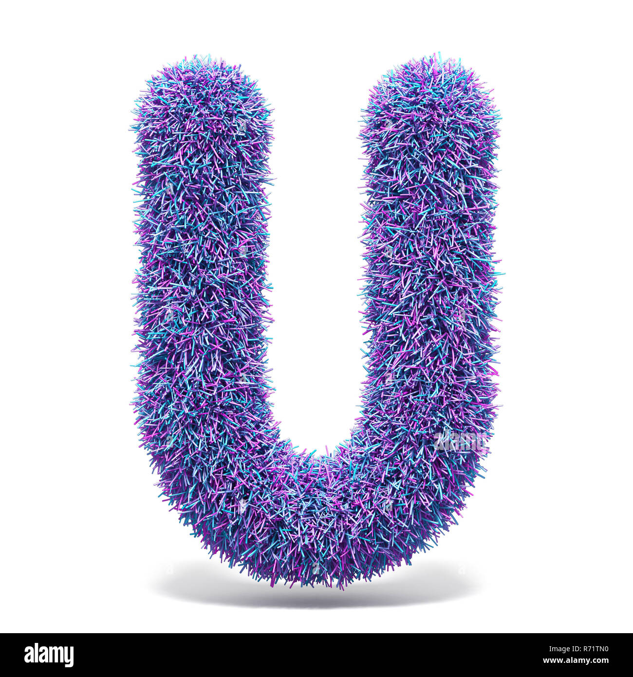 Purple faux fur LETTER U 3D illustration Stock Photo - Alamy
