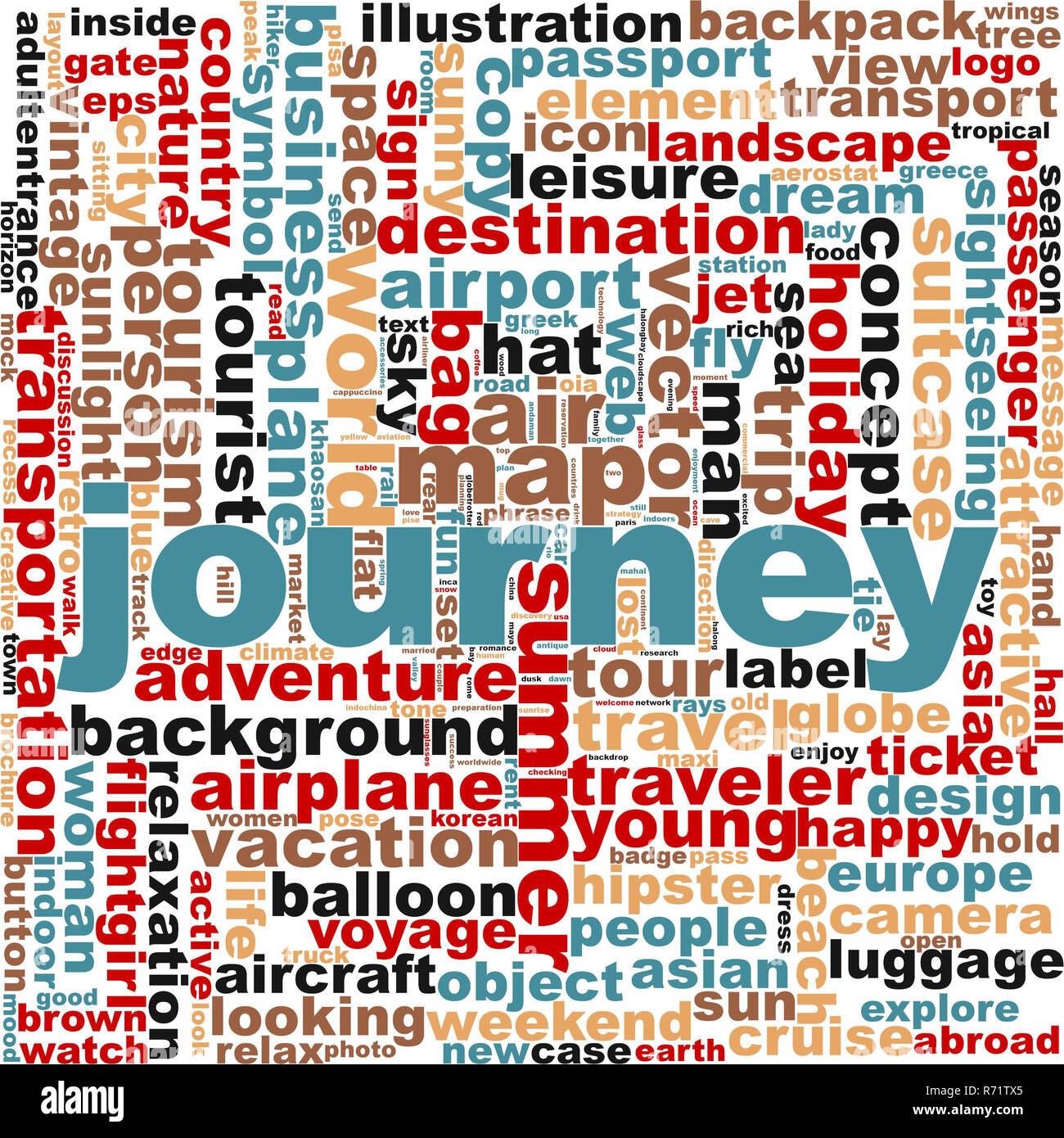 Journey word cloud Stock Photo - Alamy