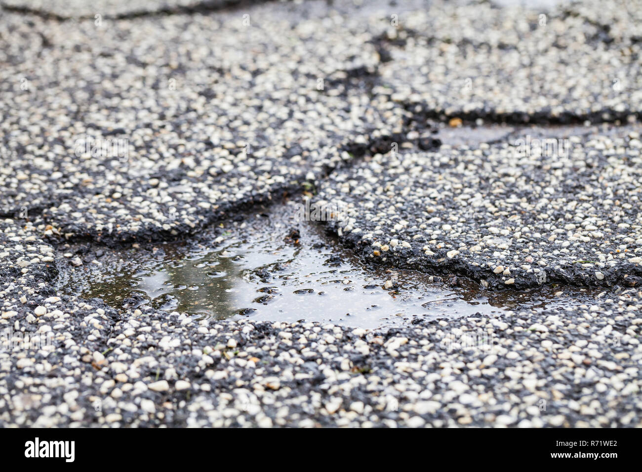 Picture of pothole in road Romania Stock Photo - Alamy