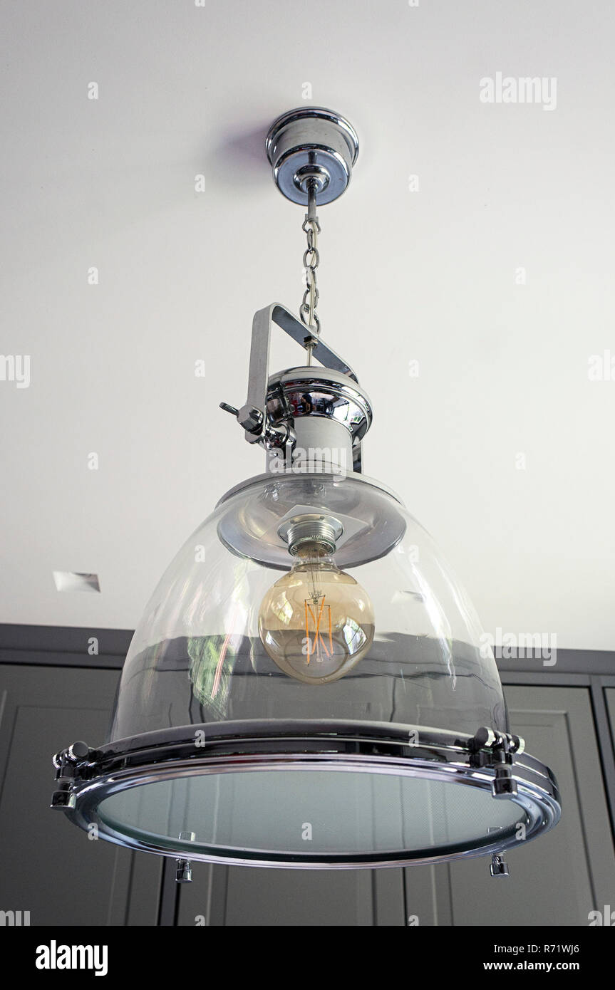 modern glass chandelier hanging stylr lamp interior electric Stock ...