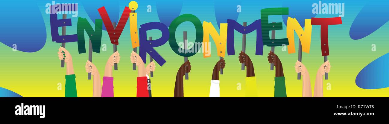 Diverse hands holding letters of the alphabet created the word ...