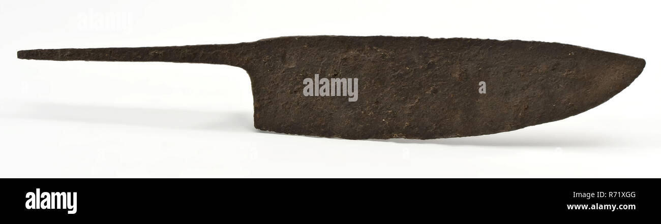 Large work knife for cutting food with curved end of the sting, work ...