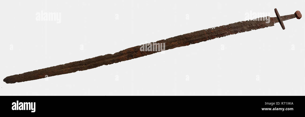 Blade with crossbar and lifting knob, sword hilt weapon soil find ...