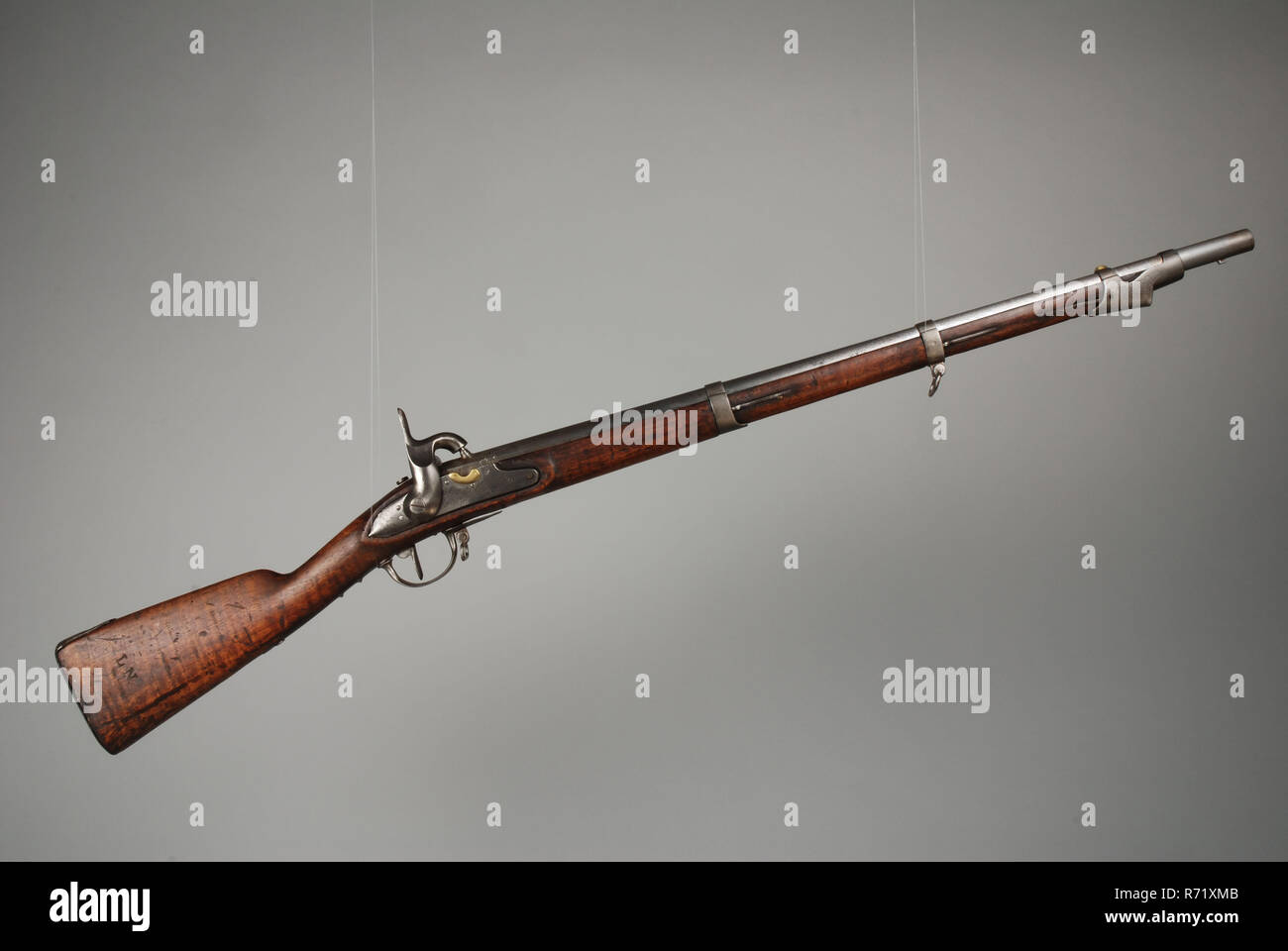 Sapper's gun M1815 or percussion rifle with ramrod and bayonet, used by ...