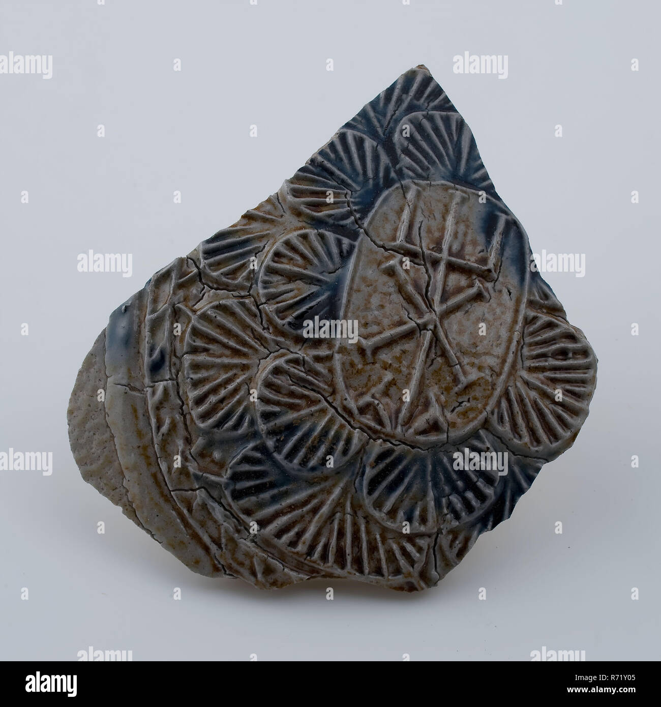 Shard of Bartmann jug, also called Bellarmine jug, appliqué with ...