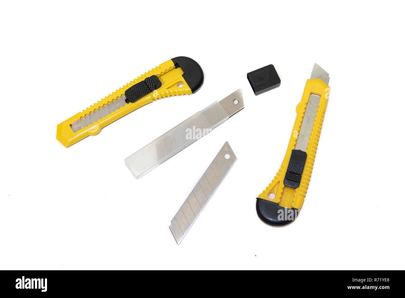 Construction knives on a white background Tools on a white background ...