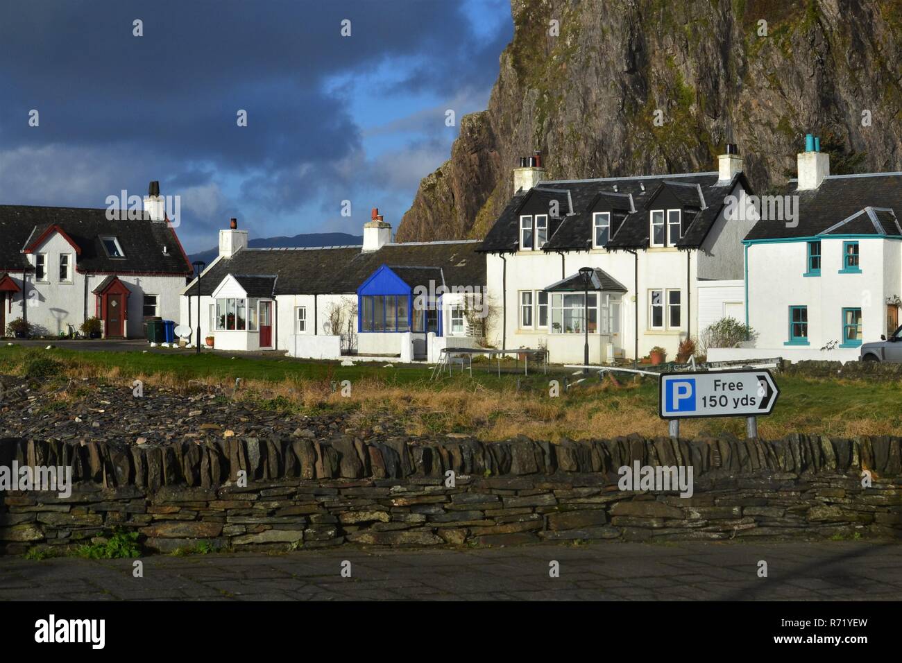 Scottish slate quarry pit cottages, Seil Island, Scotland Stock Photo ...