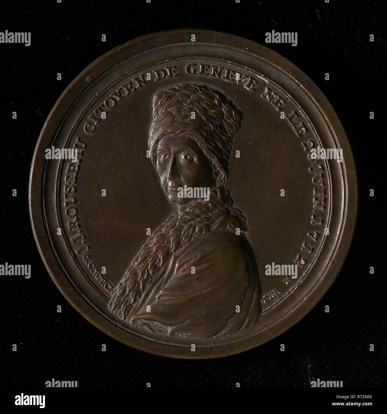G.C. Waechter, Medal on Jean Jacques Rousseau, medallion medal bronze ...
