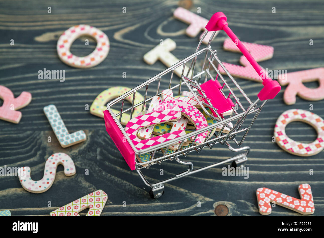 Empty Miniature Shopping Chart Stock Photo - Alamy