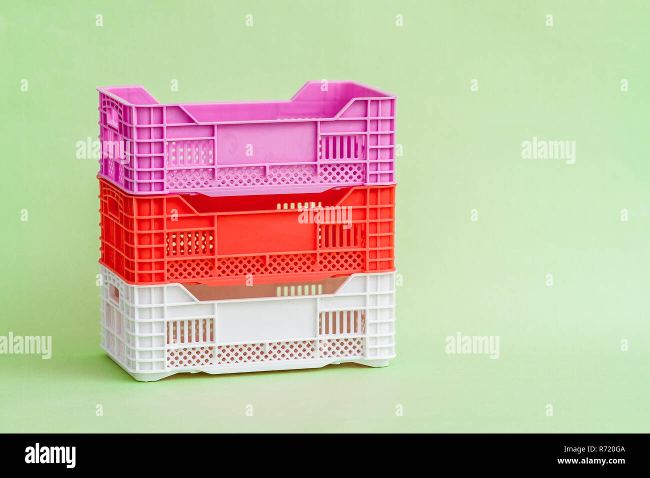 Set of Small Plastic Boxes on Green Stock Photo - Alamy