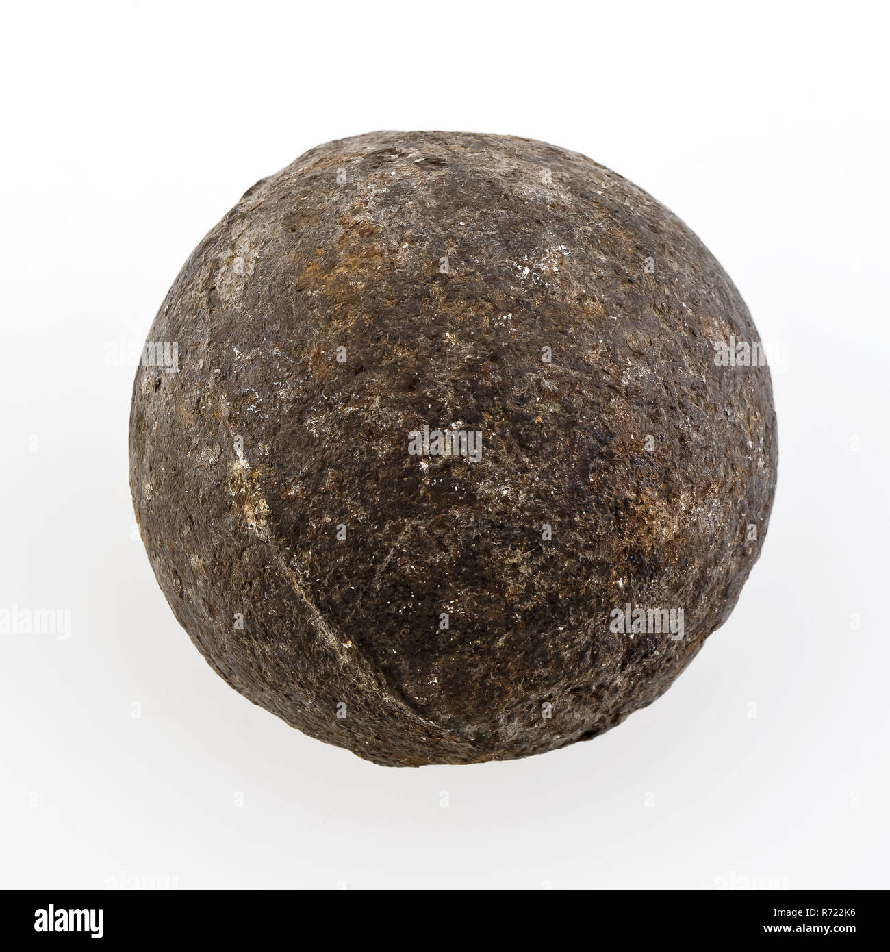 Small iron cannon ball, lump and casting seam, cannonball projectile ...