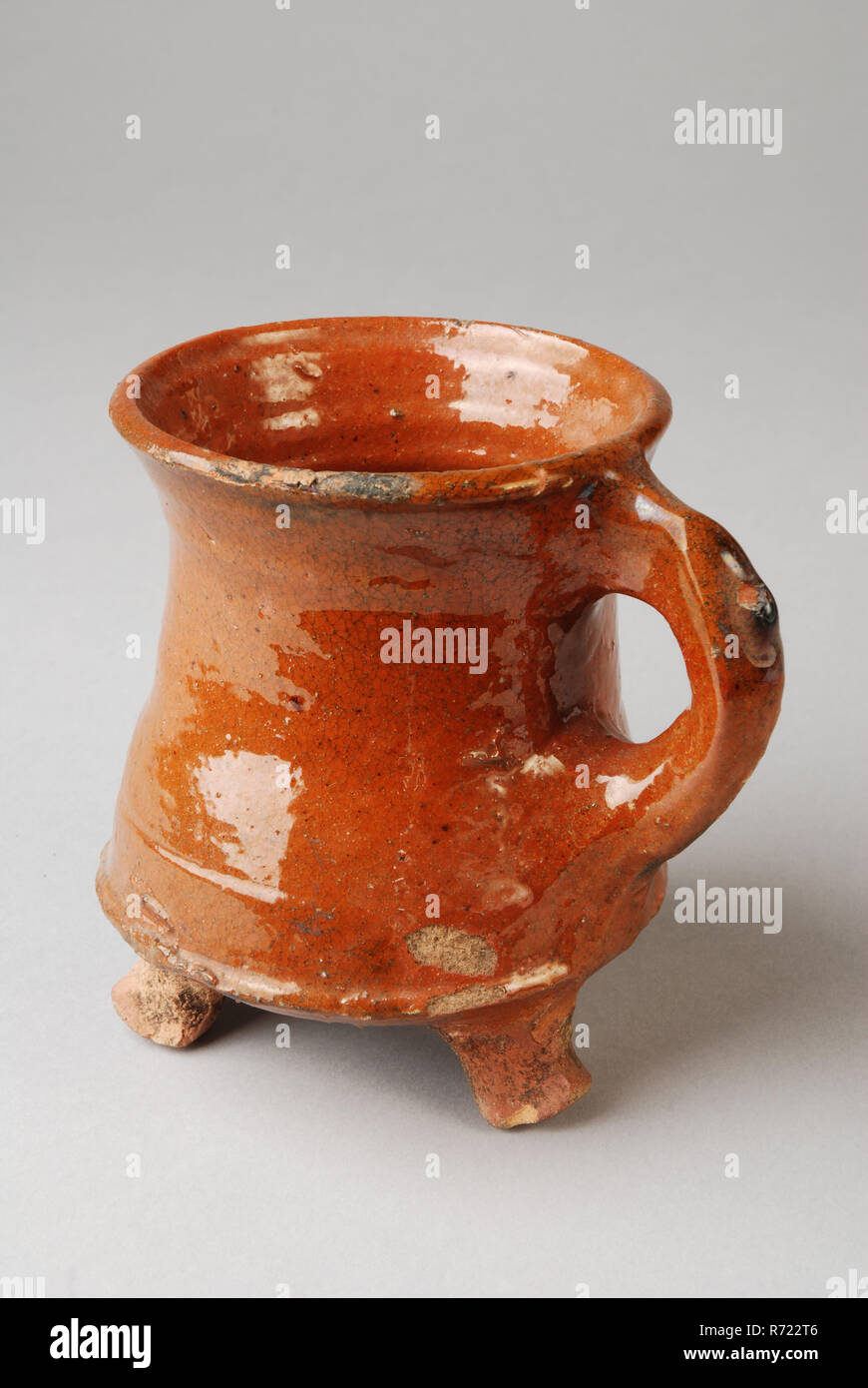 Small cooking jug on three legs, red pottery, high model, cooking pot ...
