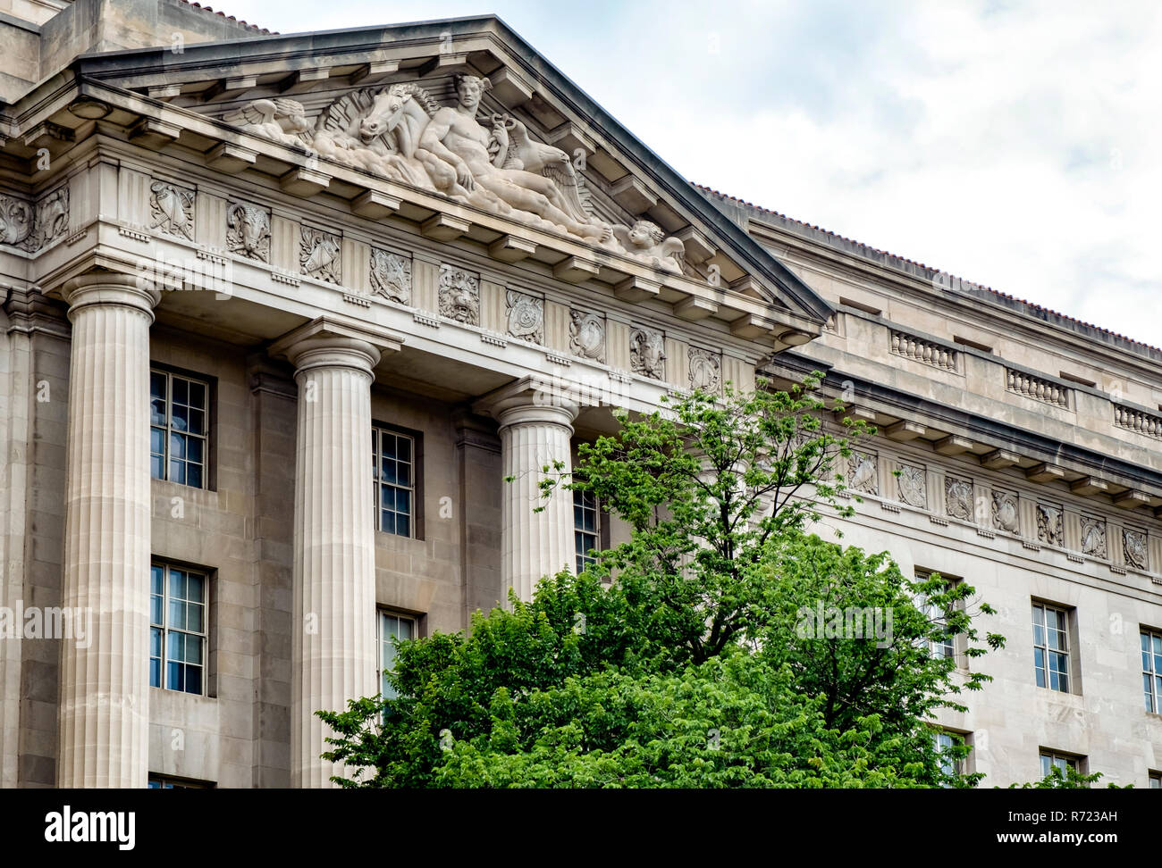Washington DC, exterior view of a neoclassical government building of ...