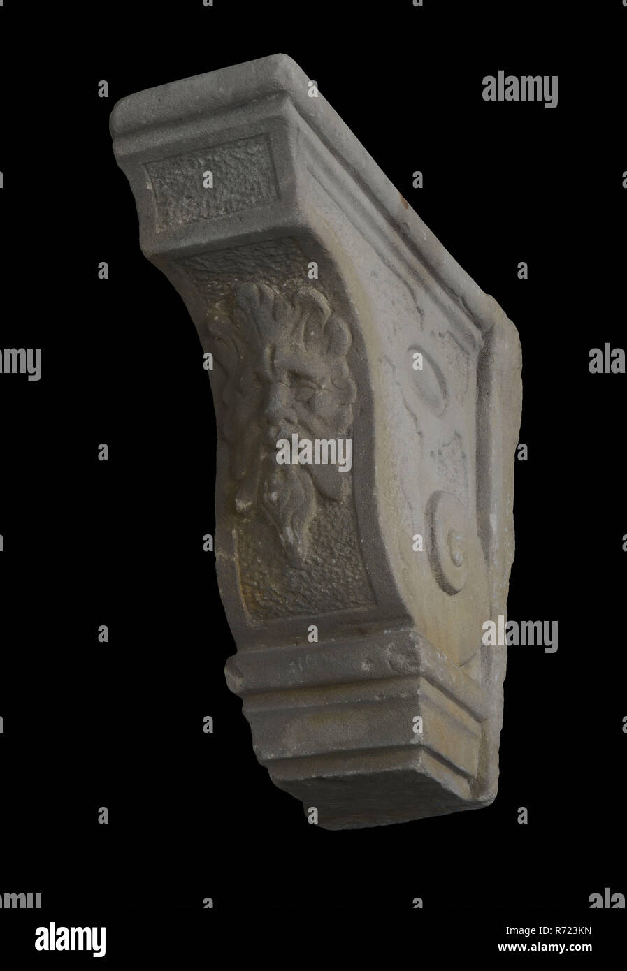 Console with man's head, console building element sandstone stone ...