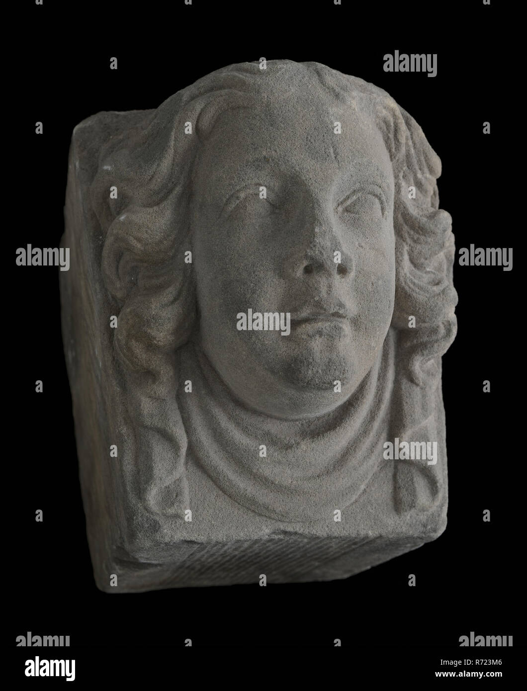 Console, female head with scarf, console construction element sandstone ...
