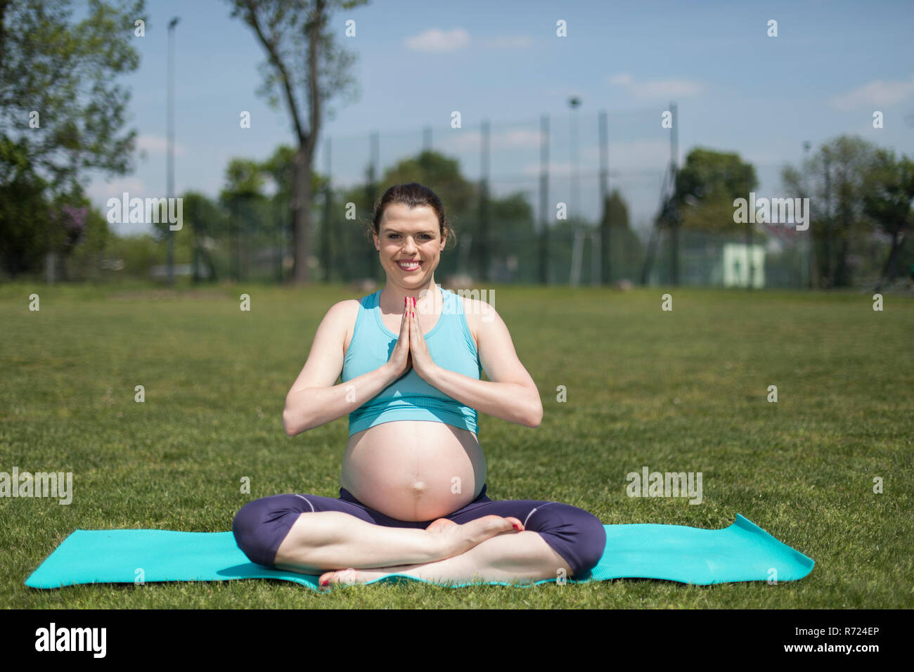 Pregnant women doing relaxation exercise Stock Photo - Alamy