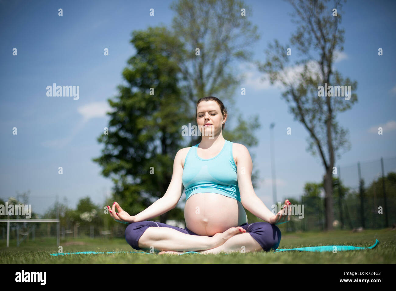 Pregnant women doing relaxation exercise Stock Photo - Alamy