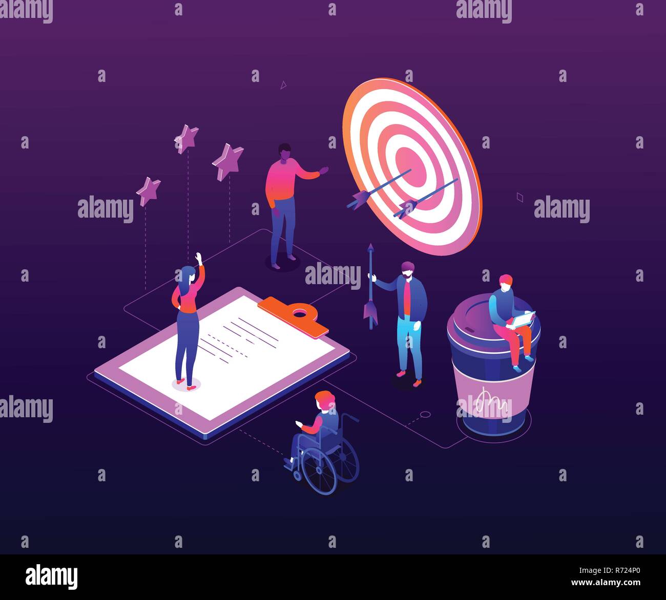 Goal achievement - modern colorful isometric vector illustration Stock ...