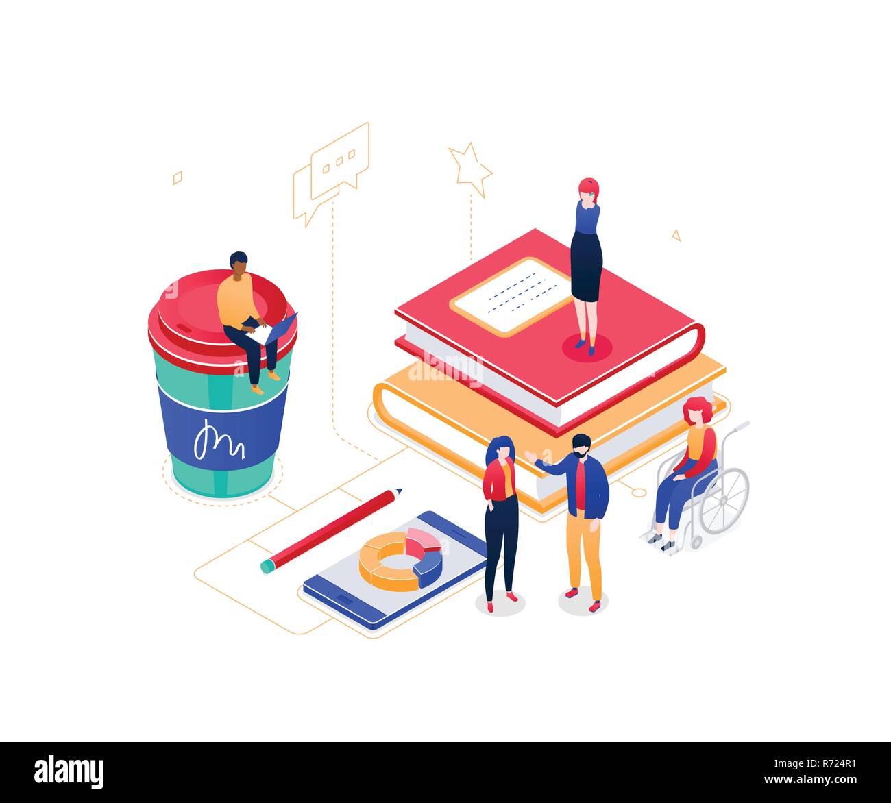 Work Process Modern Vector Isometric Colorful Illustration Stock