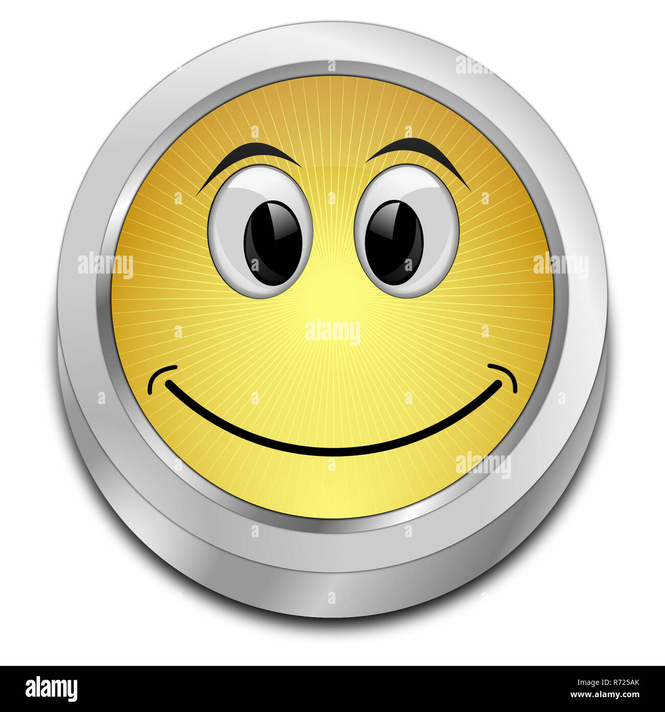 golden Button with smiling face - 3D illustration Stock Photo - Alamy