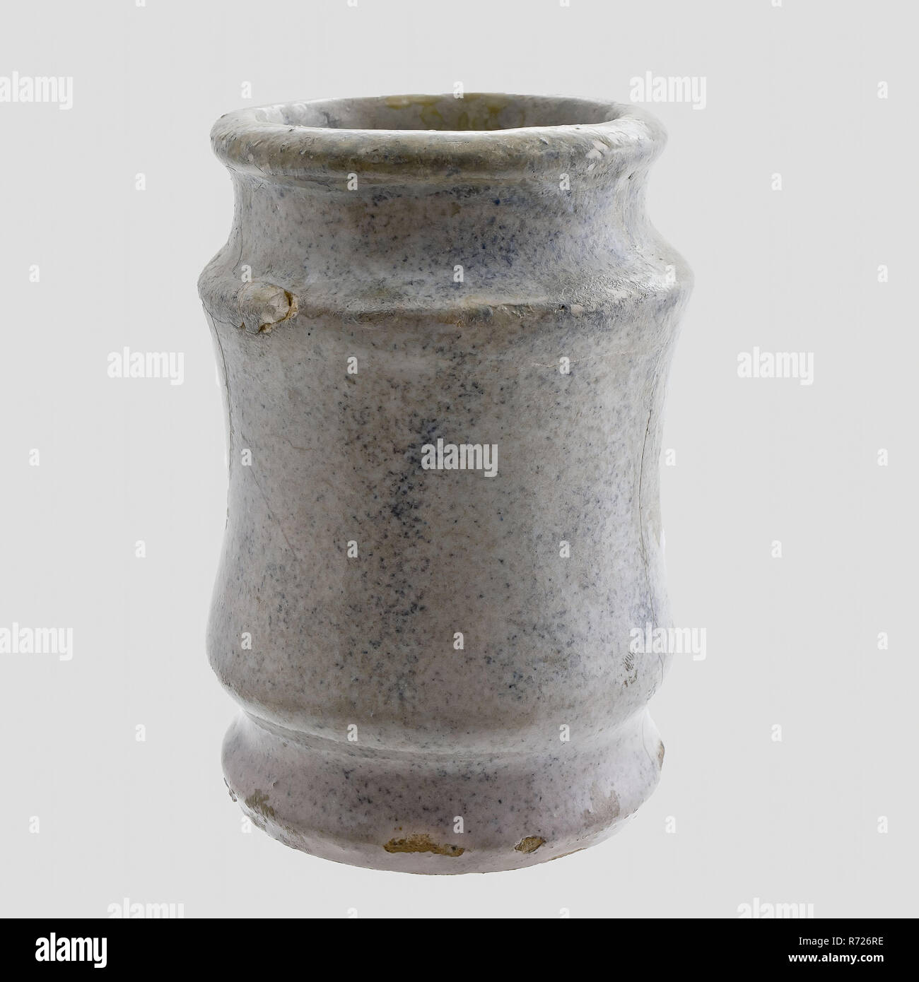 White ointment jar, cylindrical with three constrictions, ointment jar ...