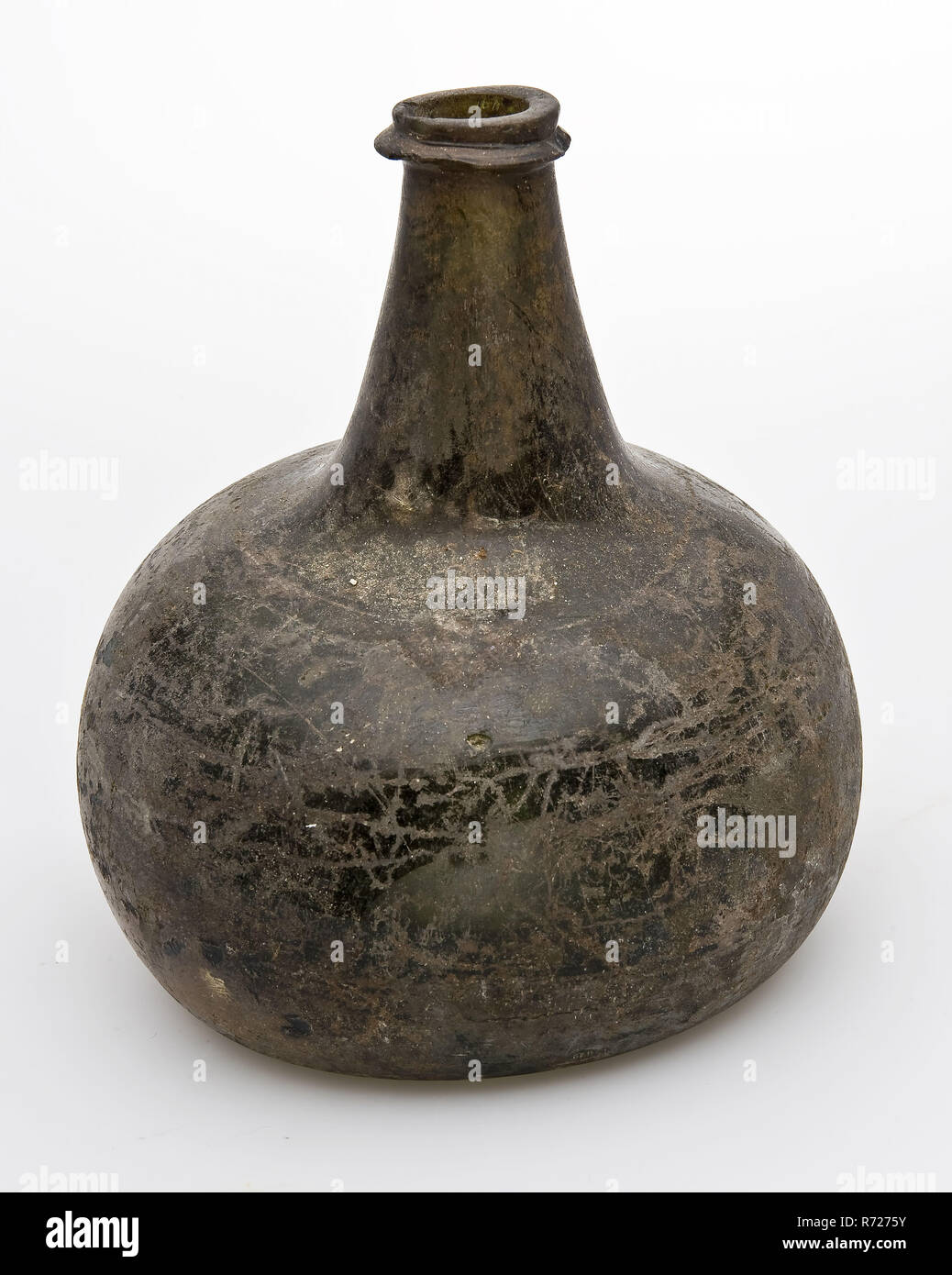 Circumcial bottle in clear colorless light green glass, cat's head ...