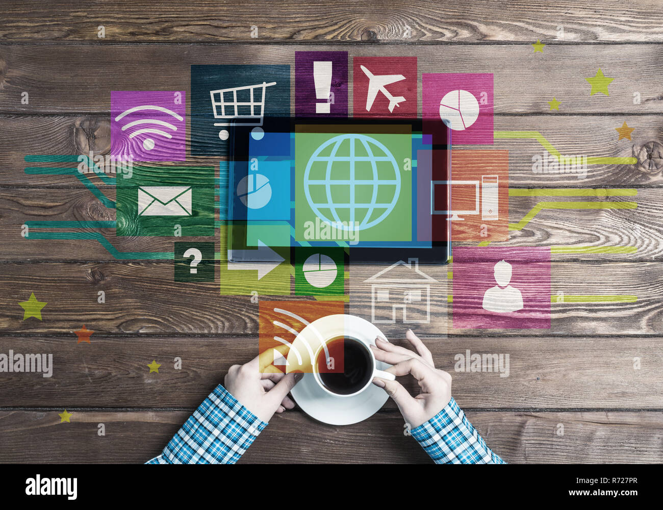 Concept of social communication and networking with media user ...