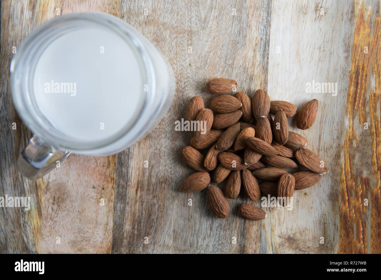 Fresh Raw Almonds with Almond Milk Stock Photo - Alamy