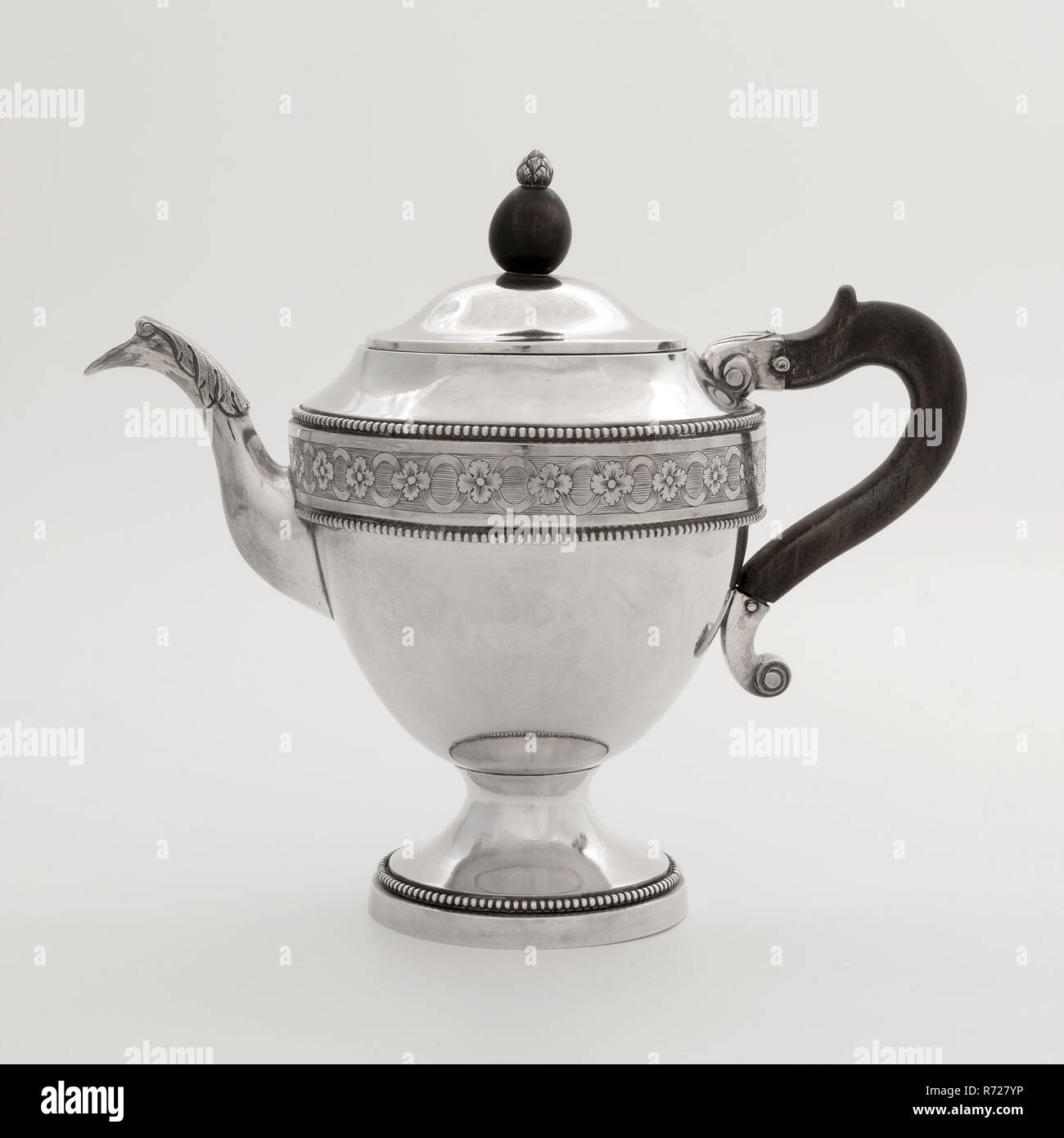 Silver teapot, teapot tableware holder silver wood, cast engraved Wide ...