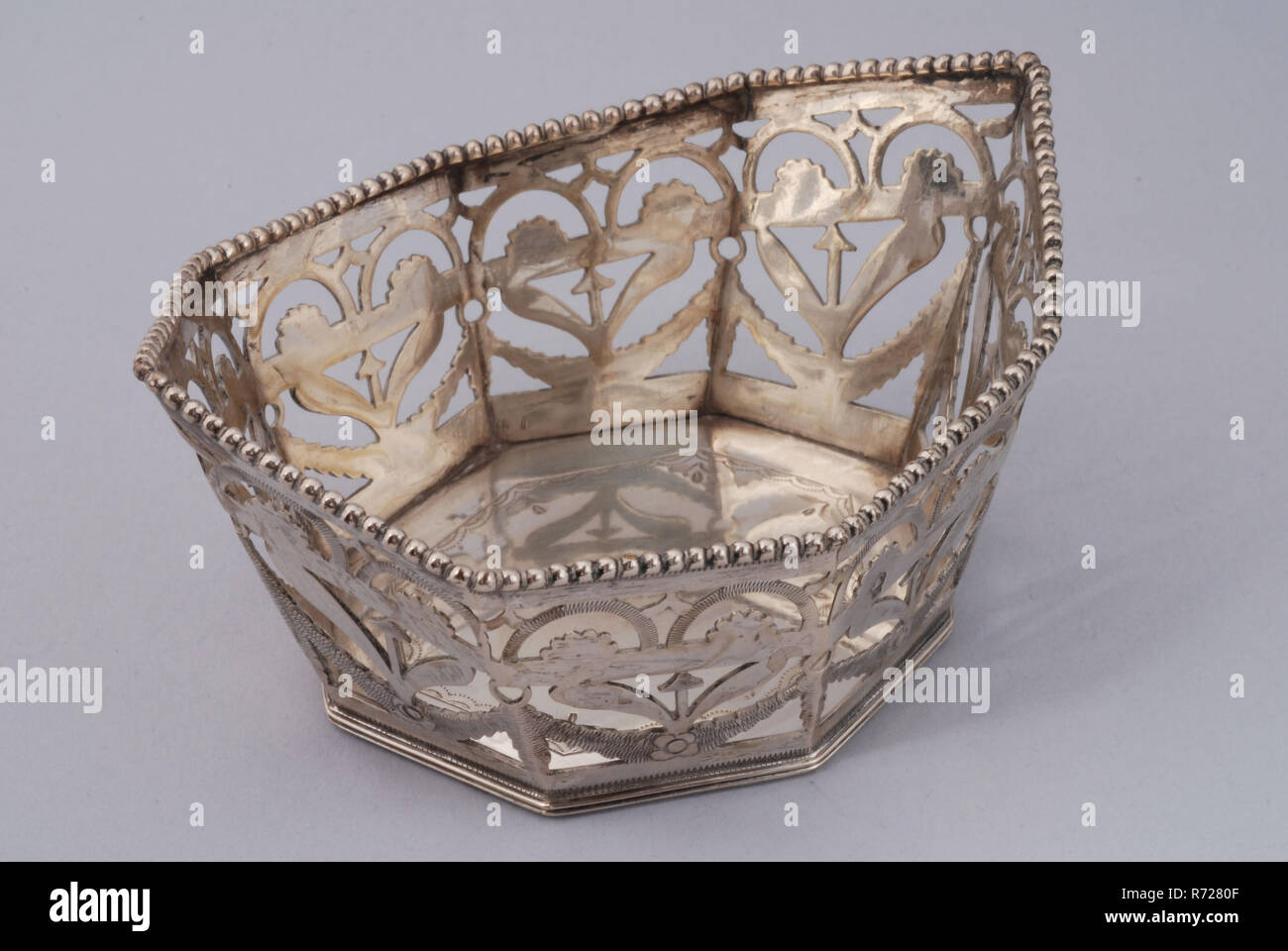 Silver openwork basket: bonbon box, bonbon container tableware holder ...
