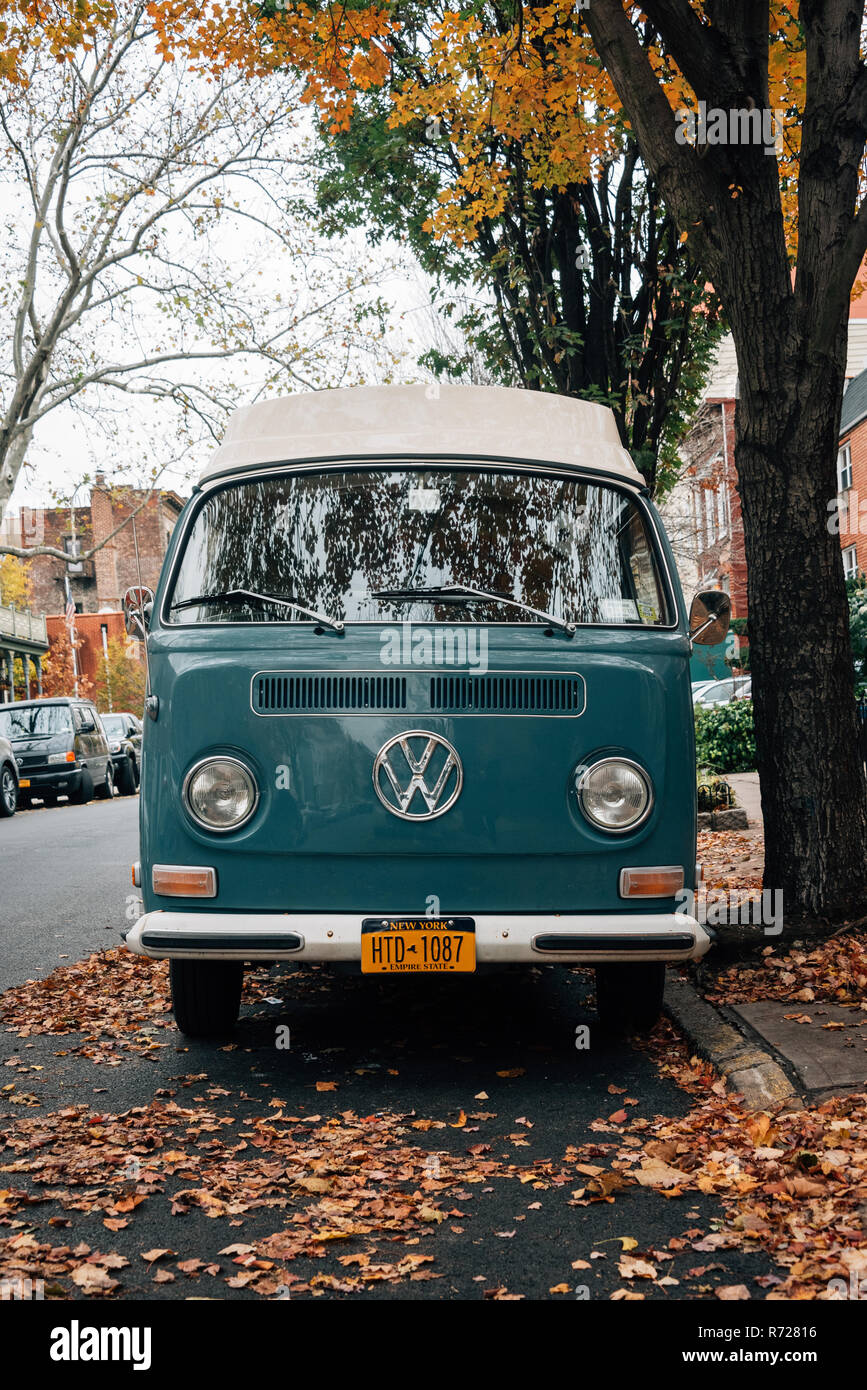 A VW van and fall color in Greenpoint, Brooklyn, New York City Stock ...