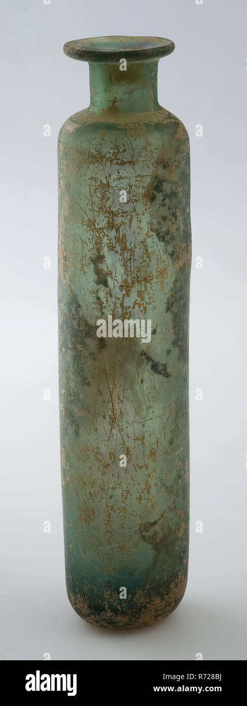 Cylindrical medicine bottle with short constricted neck, medicine ...