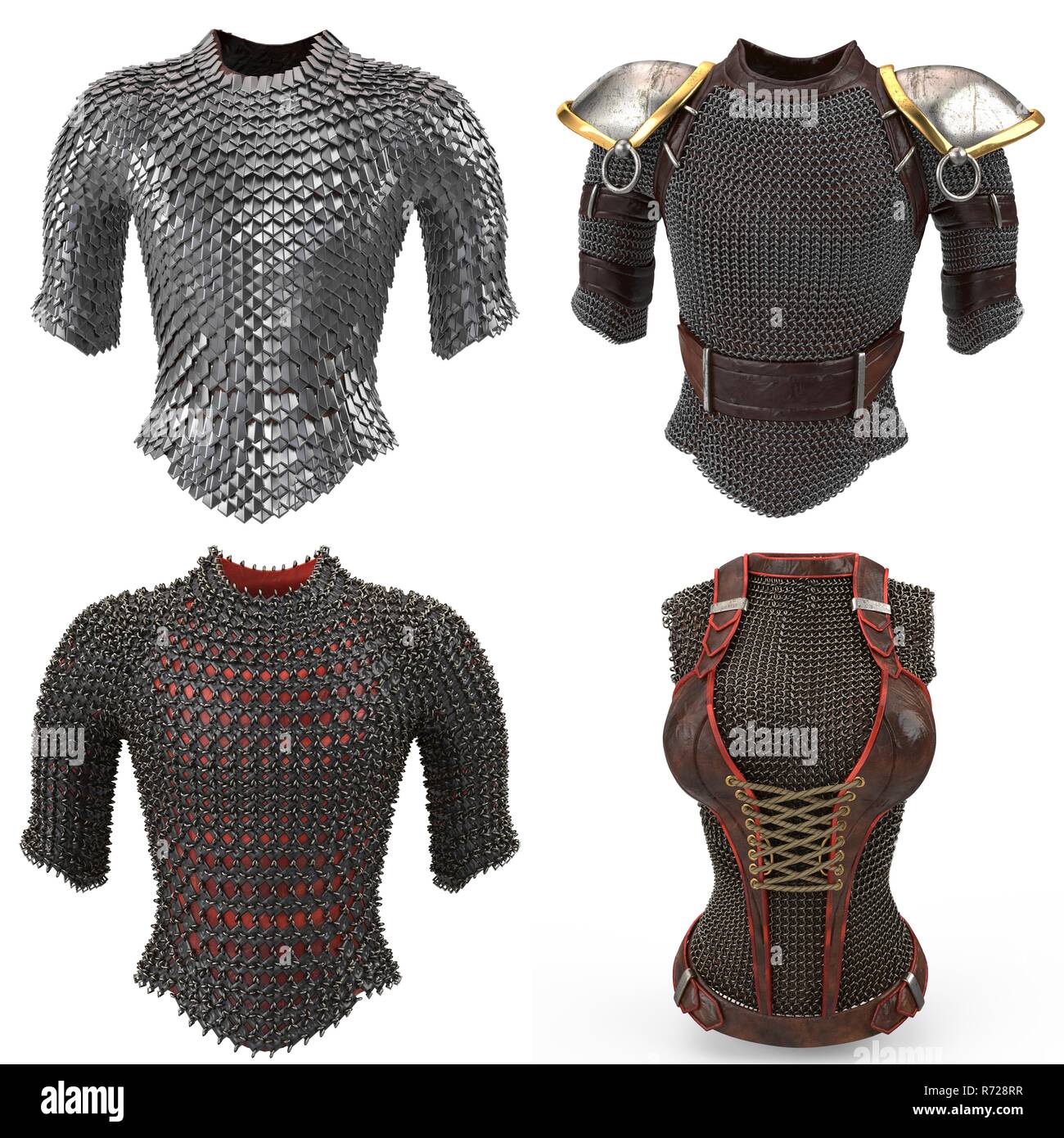 Iron chain armor on isolated white background Stock Photo - Alamy