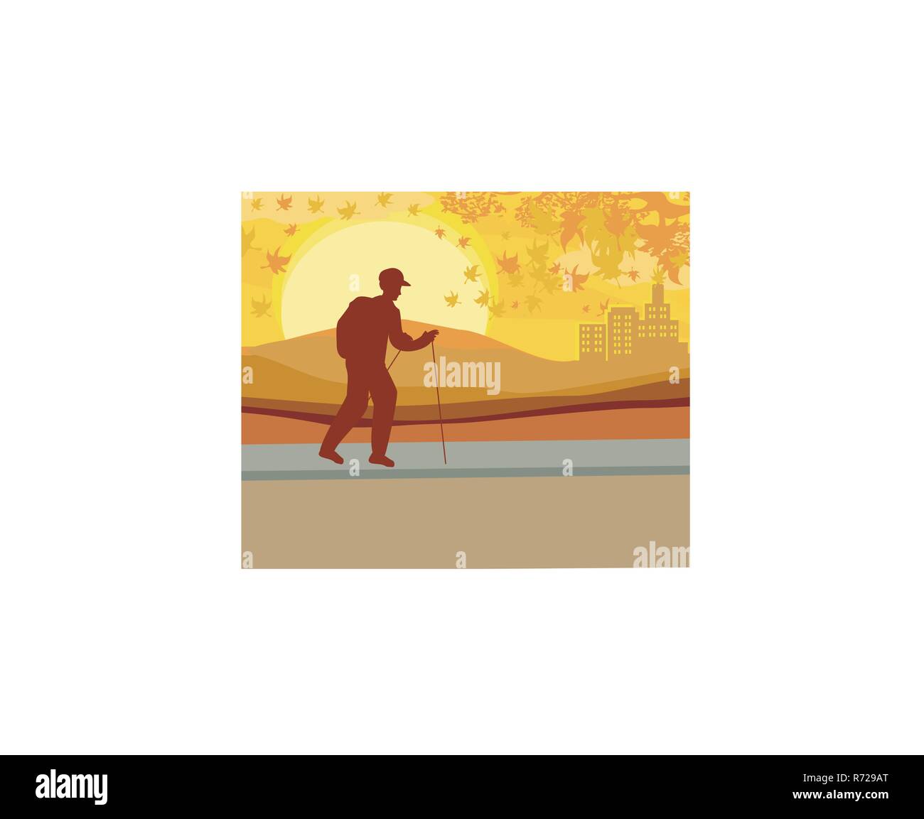 Nordic walking - active man exercising outdoor Stock Vector Image & Art ...