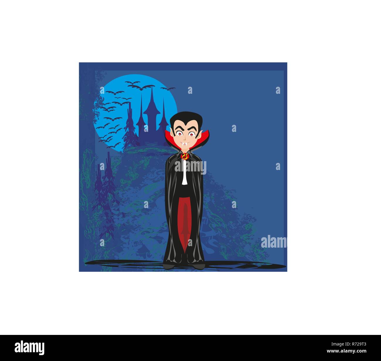 Cartoon Vampire with a castle in the background Stock Vector Image ...