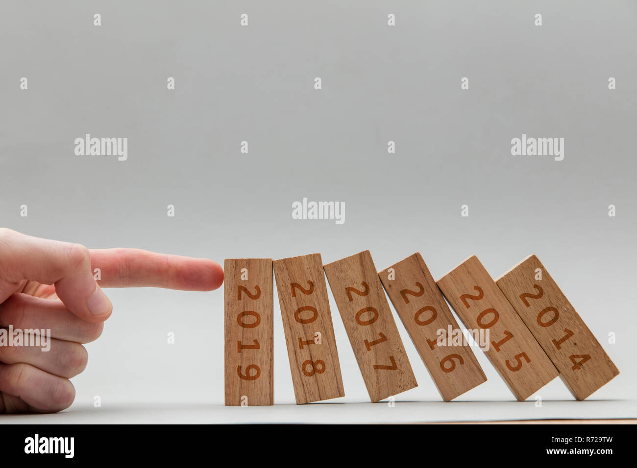 2019 new year ideas and goals concept. Hand placing wooden block Stock ...