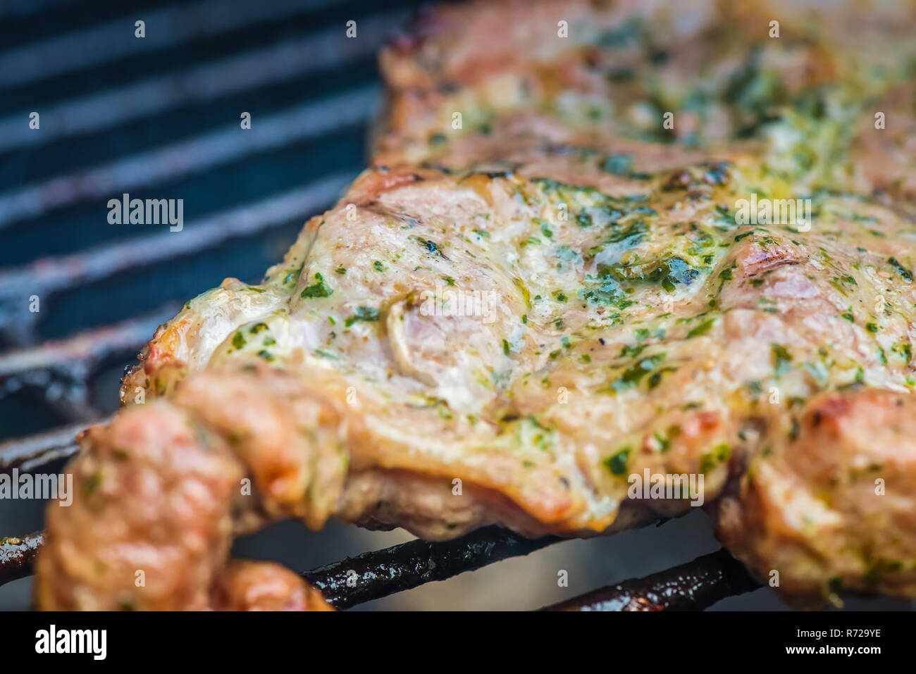 Fresh grilled meat. Grilled beef steak Stock Photo - Alamy