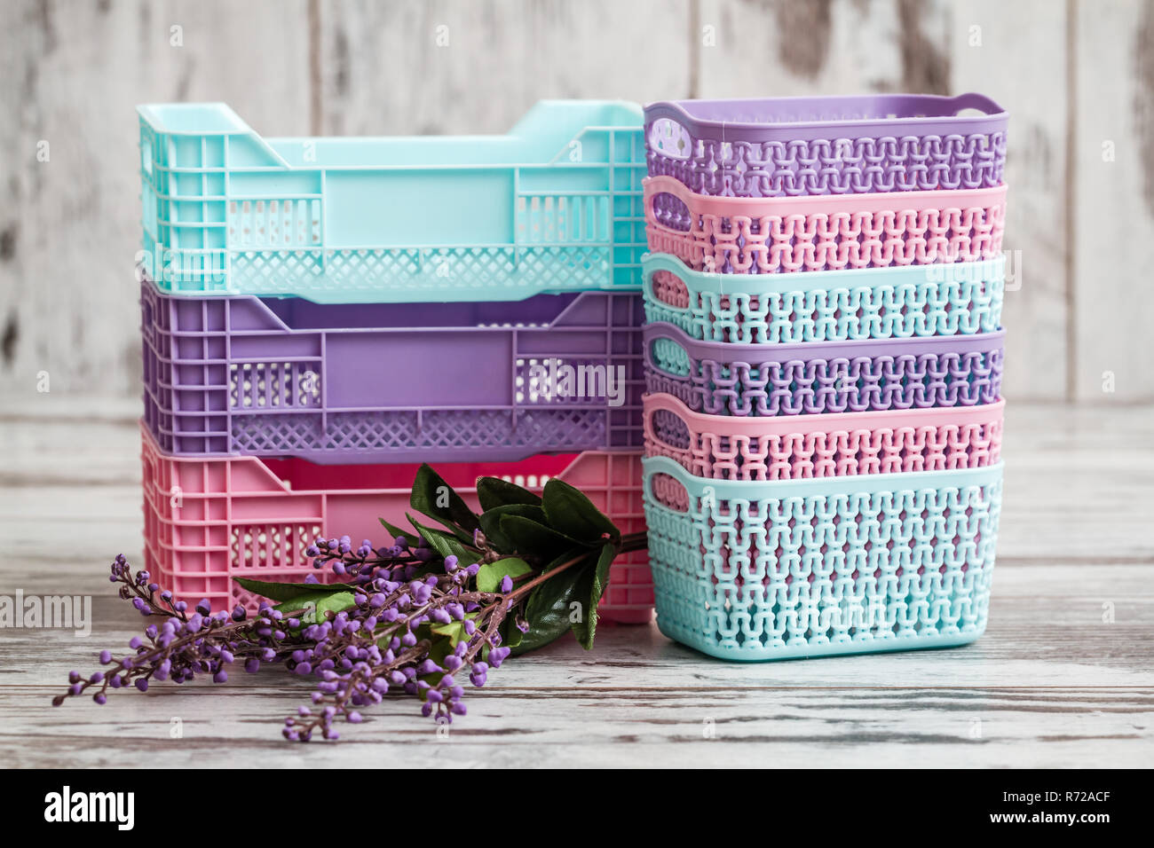 Colorful Mini Plastic Cases with Colorful Flowers Stock Photo - Alamy