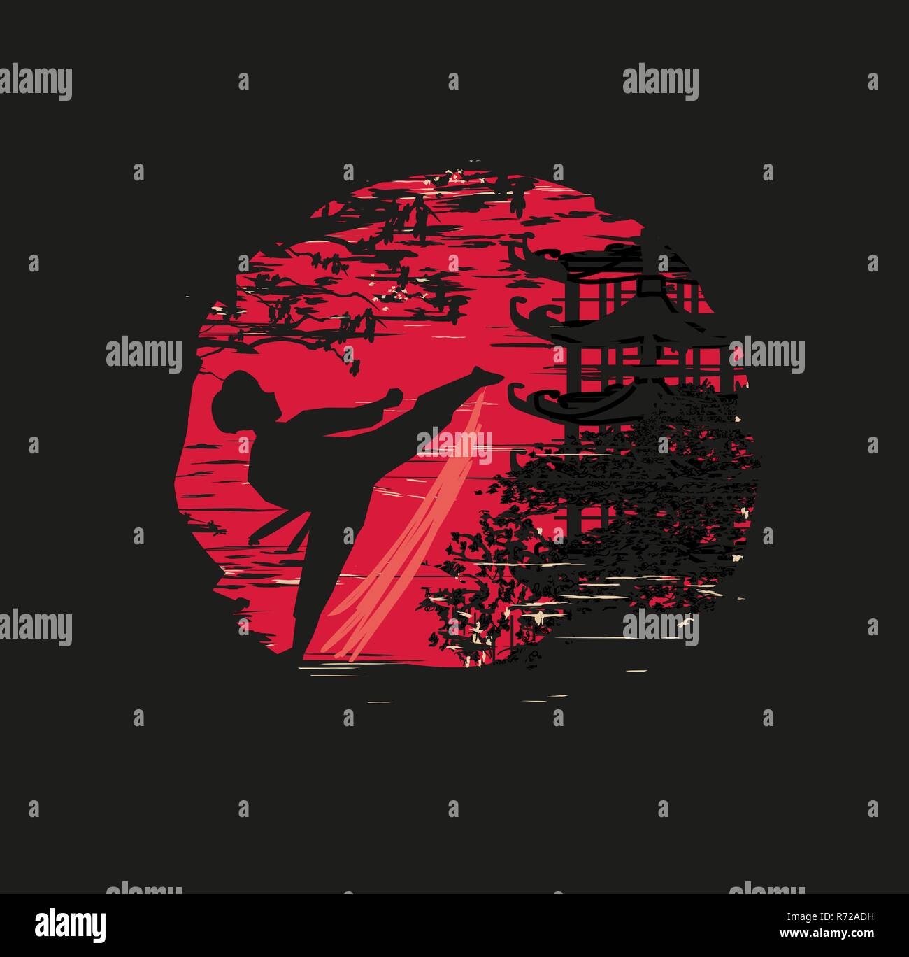 Creative abstract illustration of karate fighter Stock Vector Image ...